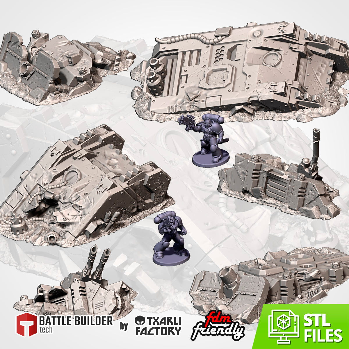 Txarli Factory - Crashed Tanks Scenery – Ashdown Prints